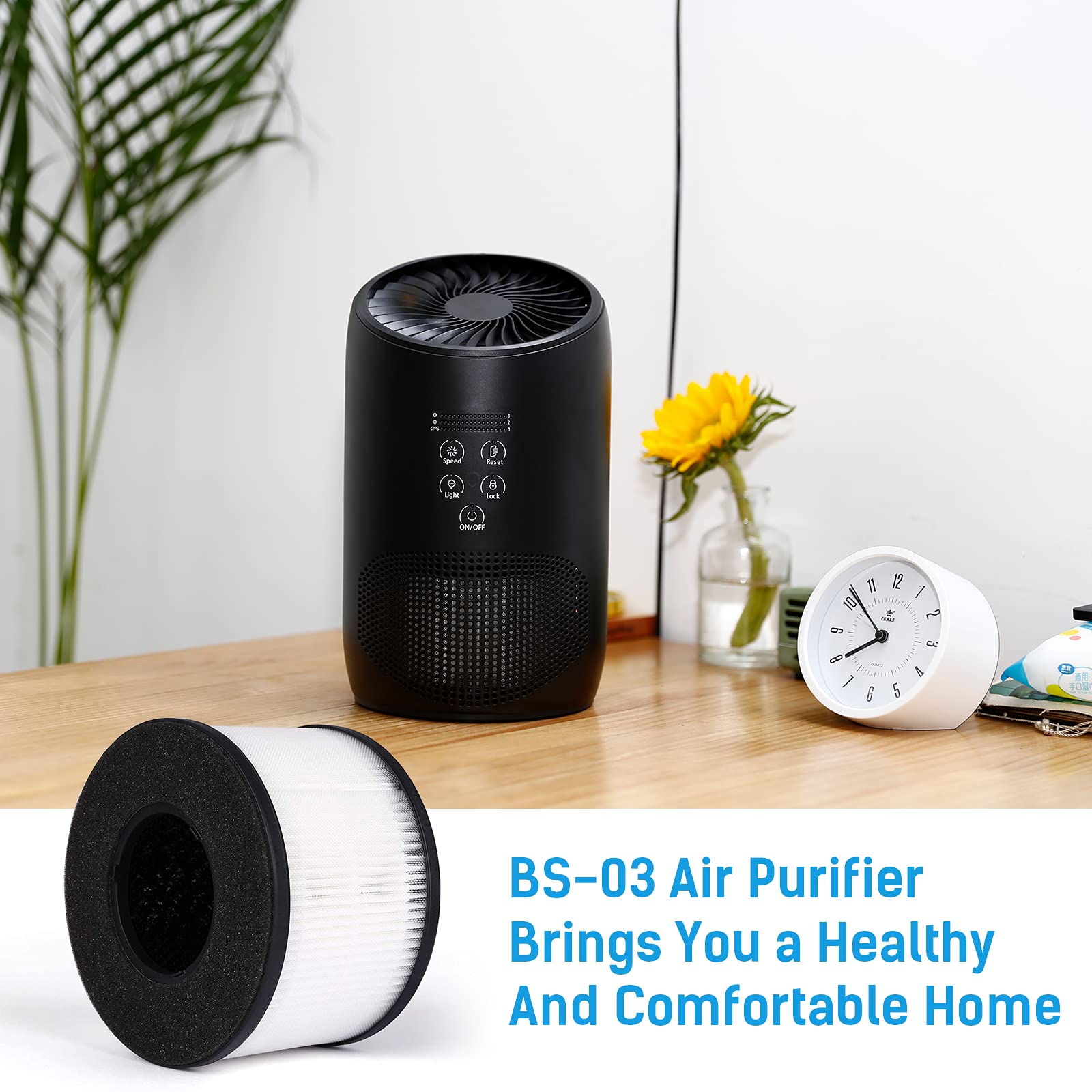 LW-03 HEPA Replacement Filters, 3-in-1 Filter Replacement for BS-03 Air Purifier, Pre-Filter, True HEPA Filter, Activated Carbon Filter
