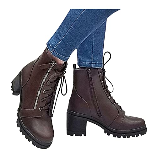 Cow Print Boots for Women Up Lace Heel Chunky Short Wide Calf Cowboy Boots Women Chunky Block Heel Square-Toe Comfortable Short Black Boots