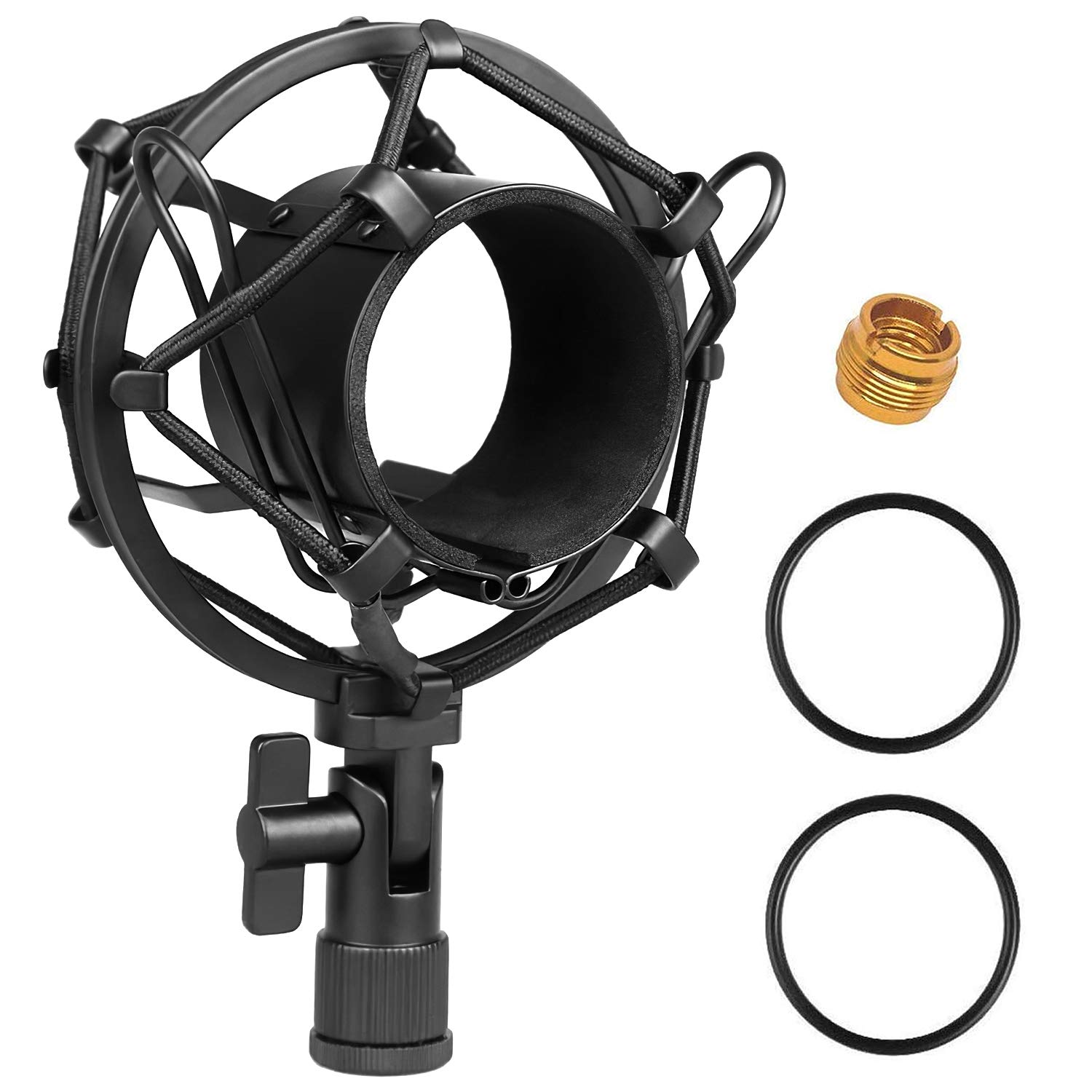 AT2020 Microphone Shock Mount, Moukey Mic Shock Mount for Large Diameter Studio Condenser Mic，Universal 51MM Anti-Vibration Mic Holder for 48MM-54mm Diameter Condenser Mic