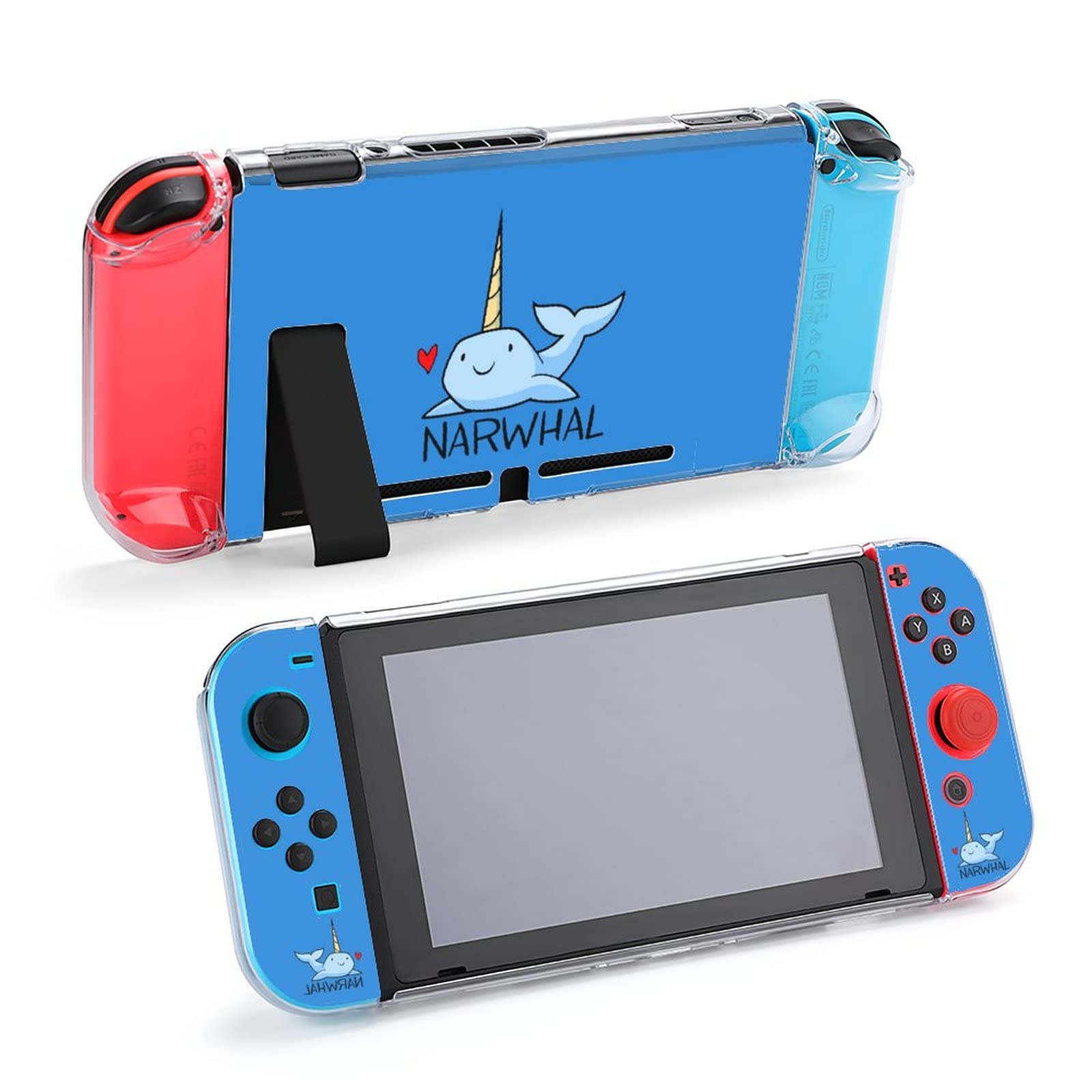 Blue Narwhal Protective Case Cover for Nintendo Switch Shock-Absorption Anti-Scratch Design