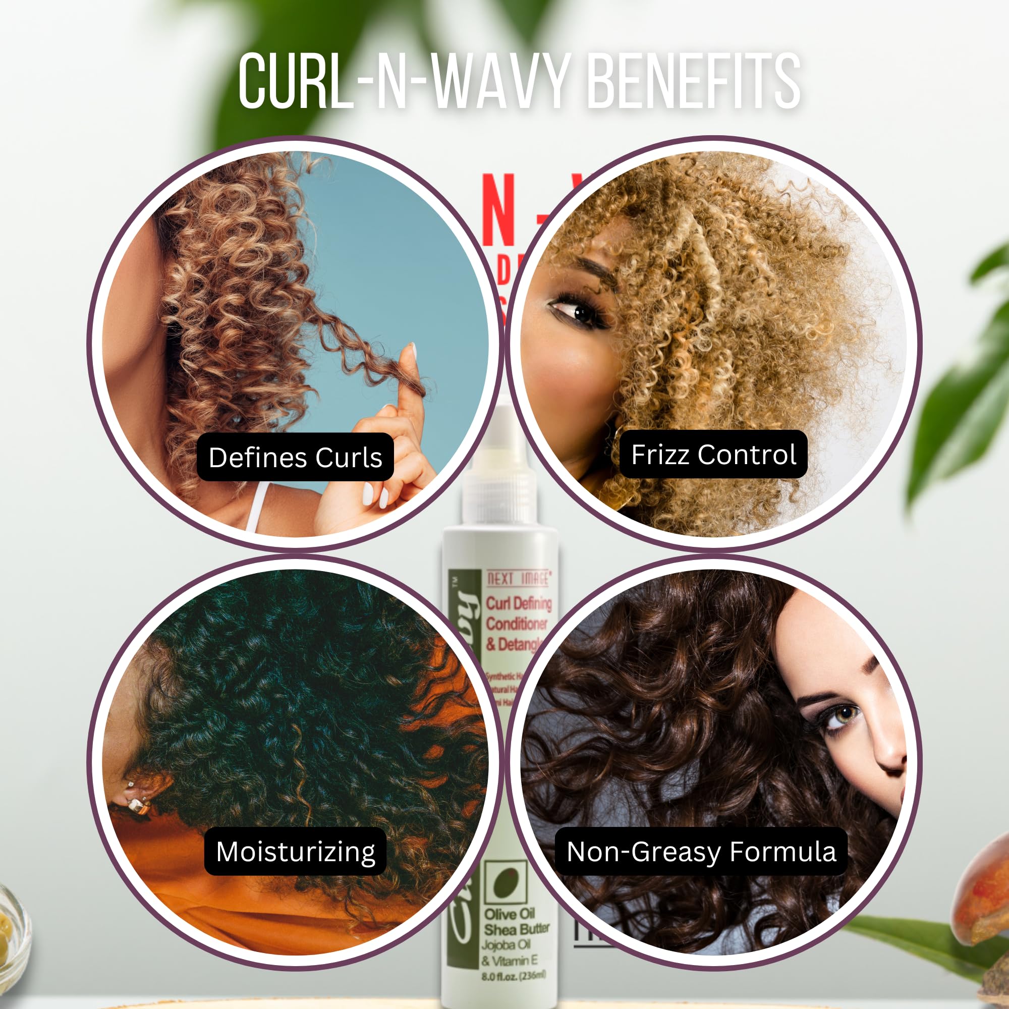 On Natural Next Image Curl-n-Wavy Curl Defining Conditioner and Detangler Oilive Oil, Shea Butter, Jojoba Oil & Vitamin E, 8 Ounce