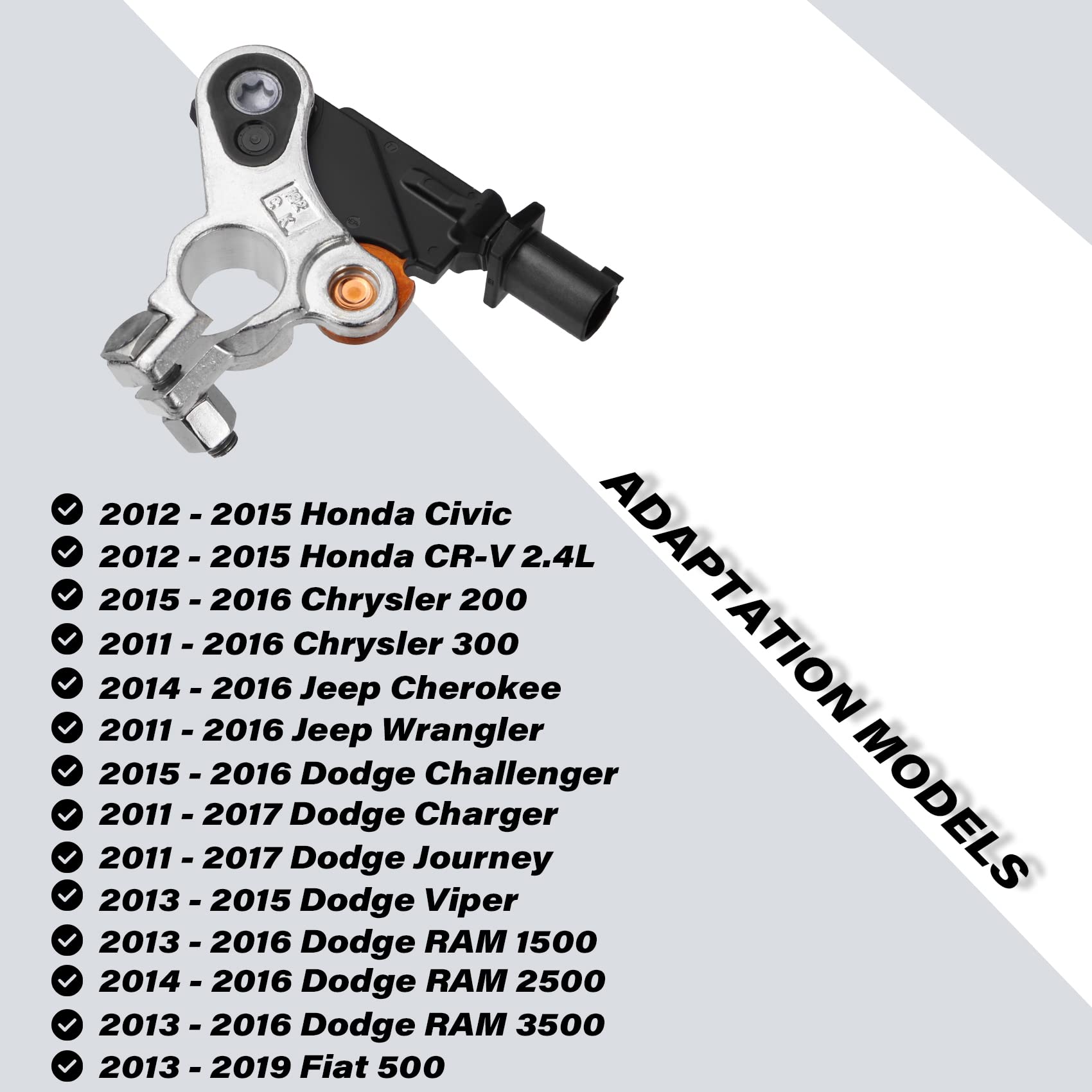 Battery Current Sensor Compatible with jeep chrysler dodge fiat & honda civic cr-v 2012-2015 2.4L, Battery Voltage Temperature Sensor Replacement Part, Replaces Number # 38920-TR0-A02# 4692269AI