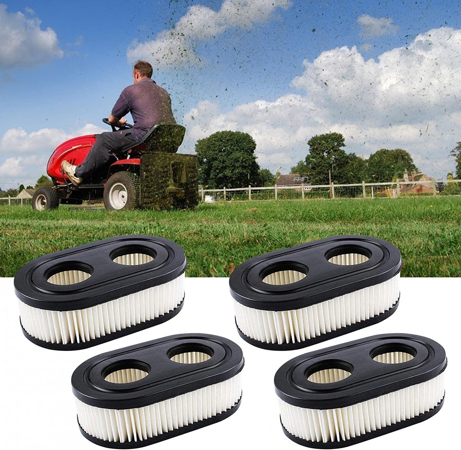 Briggs and Stratton Air Filter 593260 - Lawn Mower Air Cleaner Cartridge Filter for 798452,Series Engine 4247 5432 5432K 09P702 Mower Replacement Accessories (4pcs) (8pcs)