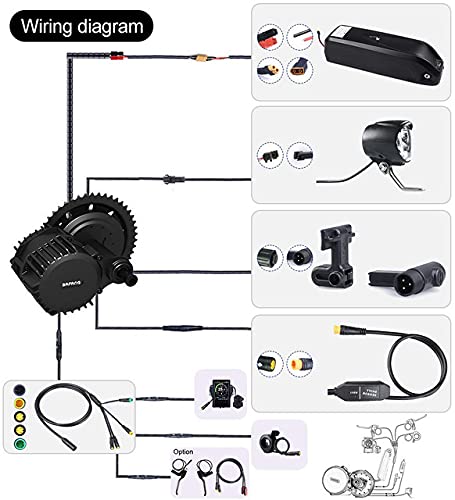BAFANG BBS03 52V 1000W Mid Drive Motor Kit with 52V Lithium Ebike Battery BBS03 Electric Bike DIY Conversion Kits with Optional Ebike P860C Display