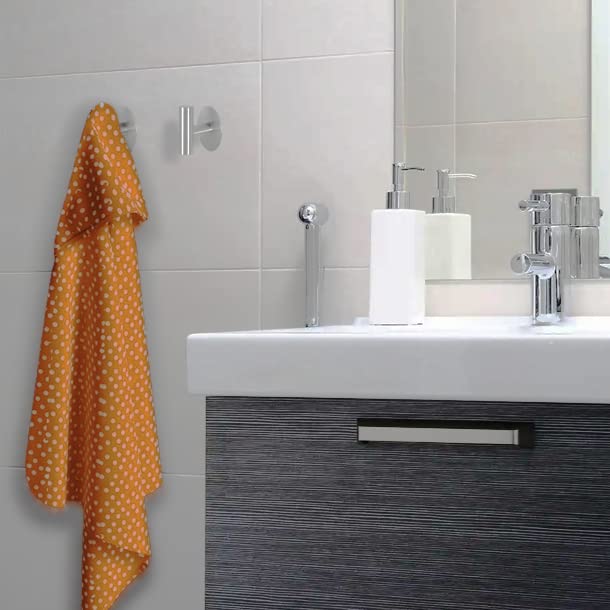 HADWER Towel Hooks 6 Pack - Silver Towel Hooks Heavy Duty Robe Hooks for Bathroom (Two Types of Hooks)
