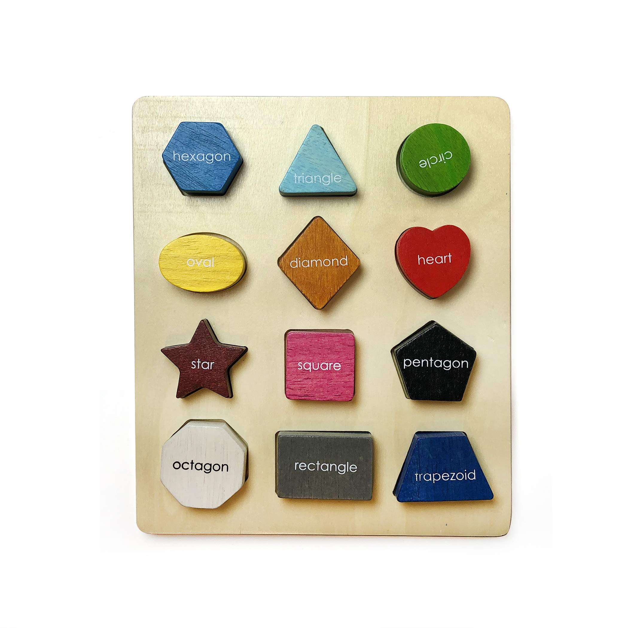 Basic Shape Sorter by BeginAgain Toys, 12-Piece Educational Puzzle for Preschool-Aged Children