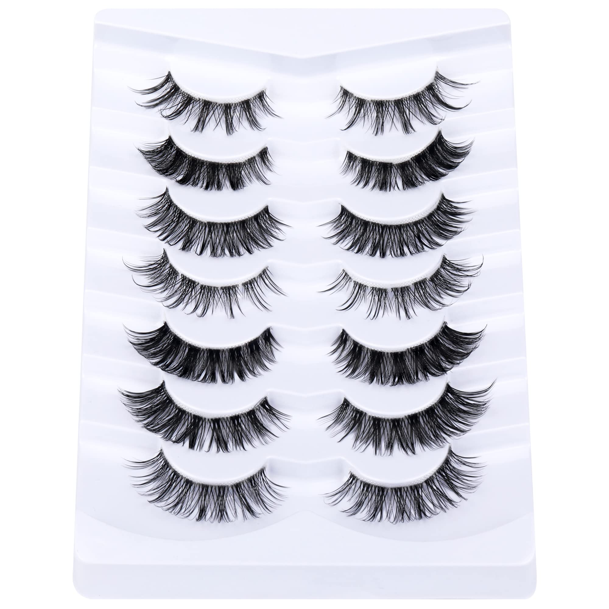 Clear Band Cluster Lashes Individual DIY Eyelash Extension 7 Styles Lashes Natural look Wispy Manga Lashes Individual Pawotence 16mm 17mm Soft Reusable False Eyelashes 7 Pairs Pack