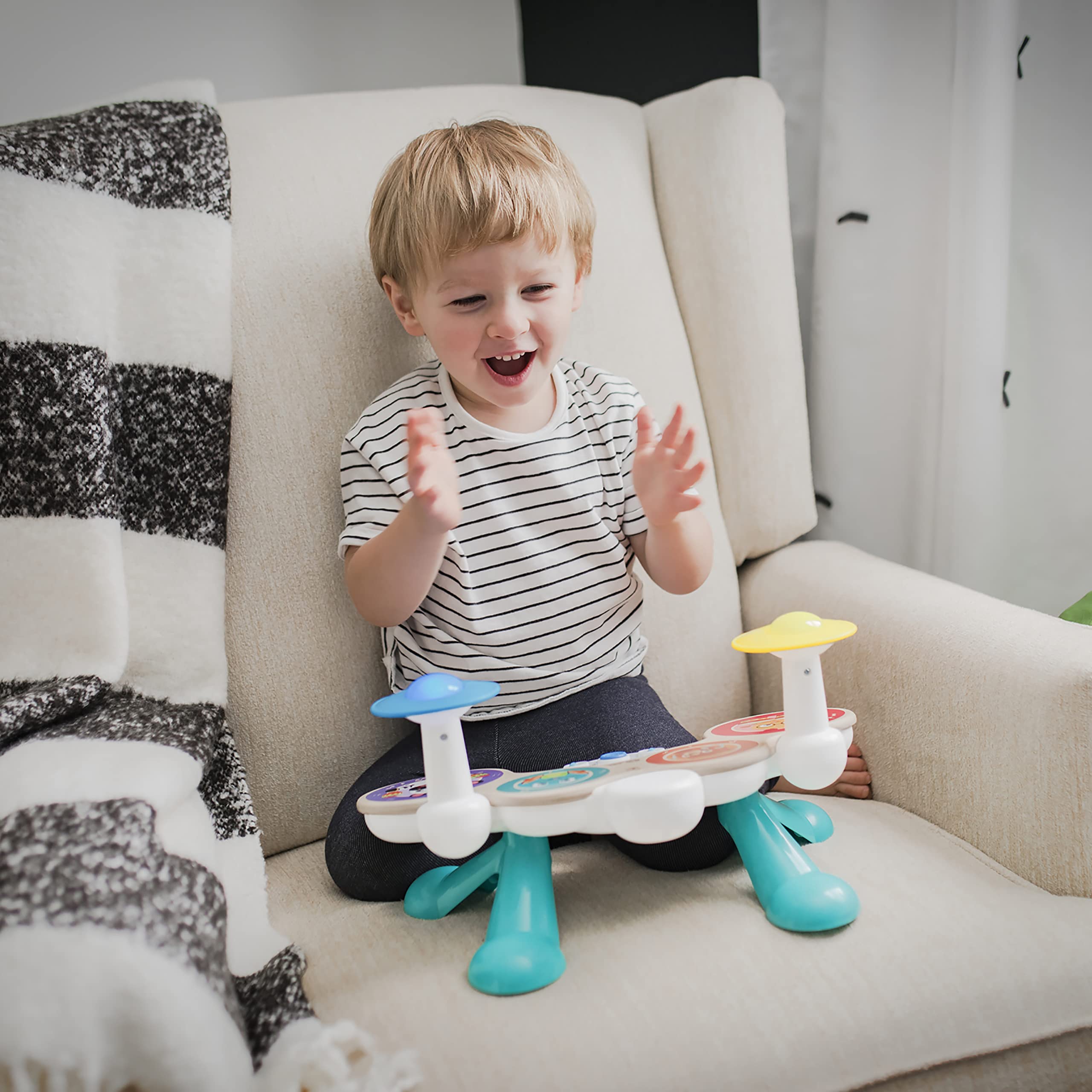Baby Einstein Together in Tune Drums Safe Wireless Wooden Musical Toddler Toy, Magic Touch Collection, Age 12 Months+