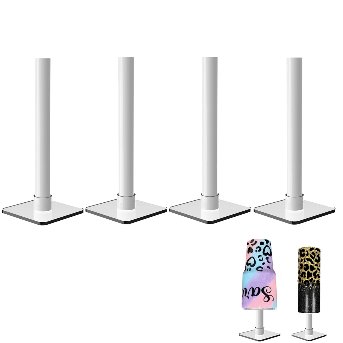 ERZHE Tumbler Drying Stand for Epoxy Tumblers with 4pcs PVC Pipes and 4 Standers