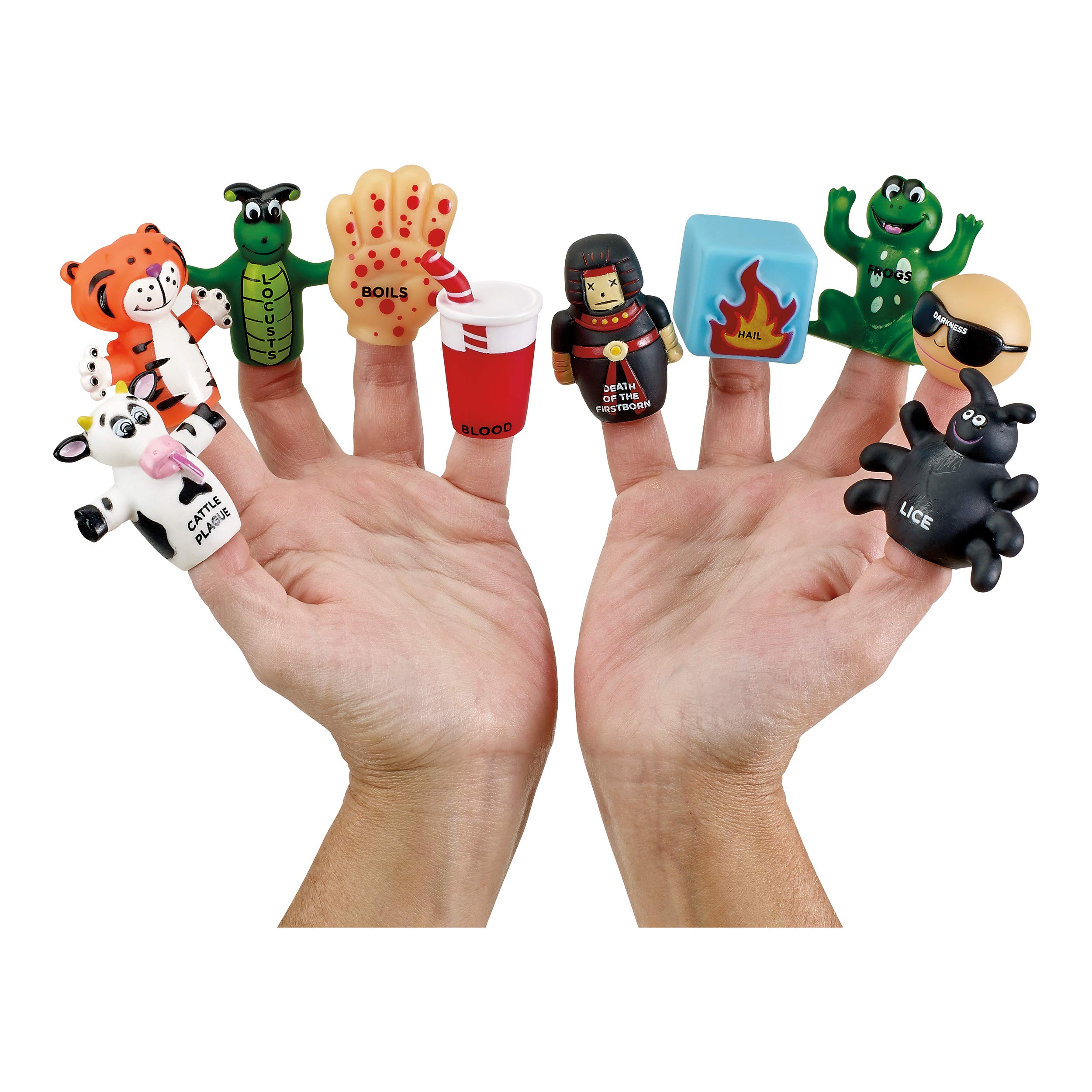 Jewish Holiday Learning & Storytelling Passover 10 Plagues Finger Puppets Set – 10 Vinyl Puppets for Each Plague - Fun Educational Toy for Kids Ages 3+, Ideal for Passover Seder & Classroom