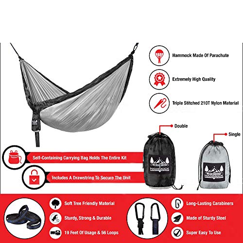 Better Outdoor Supply Camping Hammock - Portable Hammock Single or Double Camping Accessories w/Tree Straps Indoor or Outdoor use/Space Saver Design - Small Family Business
