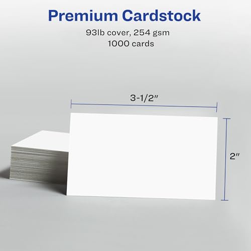 Avery Clean Edge Printable Business Cards with Sure Feed Technology, 2" x 3.5", White, 1,000 Blank Cards for Inkjet Printers (08870)