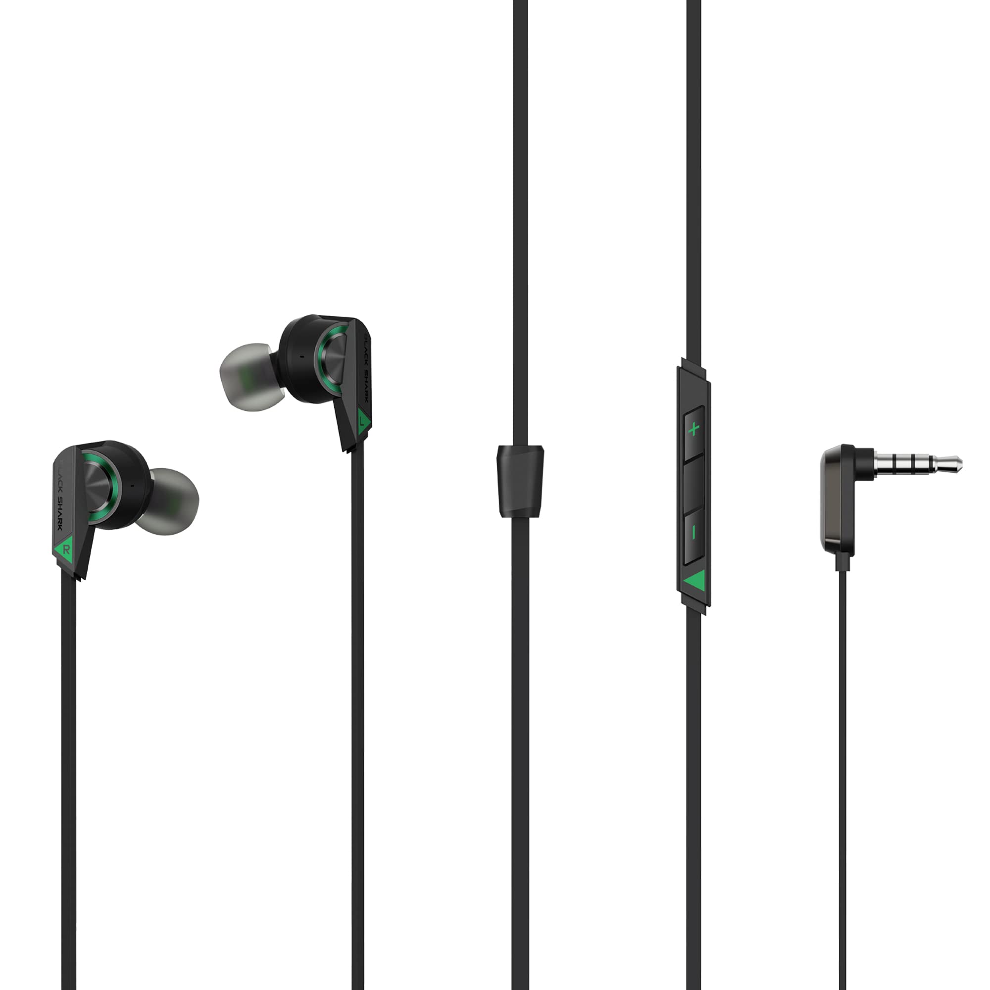 Black Shark Ear Buds Wired Earphones, 3.5mm Earbuds Headphones, Deep Base Noise Isolating Gaming Earbuds with Microphone & Volume Control, Compatible with iPad, Laptop, PC and Phone (Black)