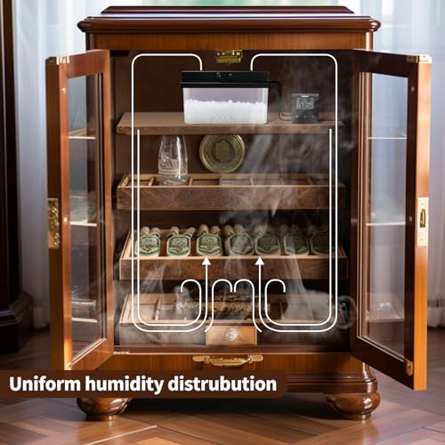 Briidea Electric Humidifiers for Cabinet (10-50 Cubic Ft.), 60% RH~80% RH Humidity Setting Values, Perfect Monitoring Temperature and Humidity, 12V Adapter Power Supply