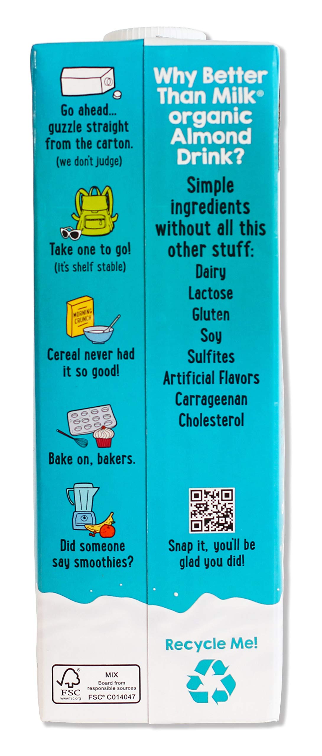 Better Than Milk Organic Almond Milk Original - Dairy-Free Vegan Friendly, Non GMO Certified (Pack of 6),33.8 Fl.Oz(Pack of 6)
