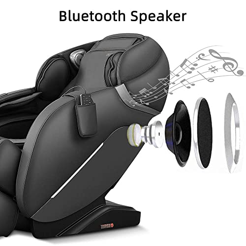 iRest SL Track Massage Chair Recliner, Full Body Massage Chair, Zero Gravity, Bluetooth Speaker, Airbags, Heating, and Foot Massage (Black)