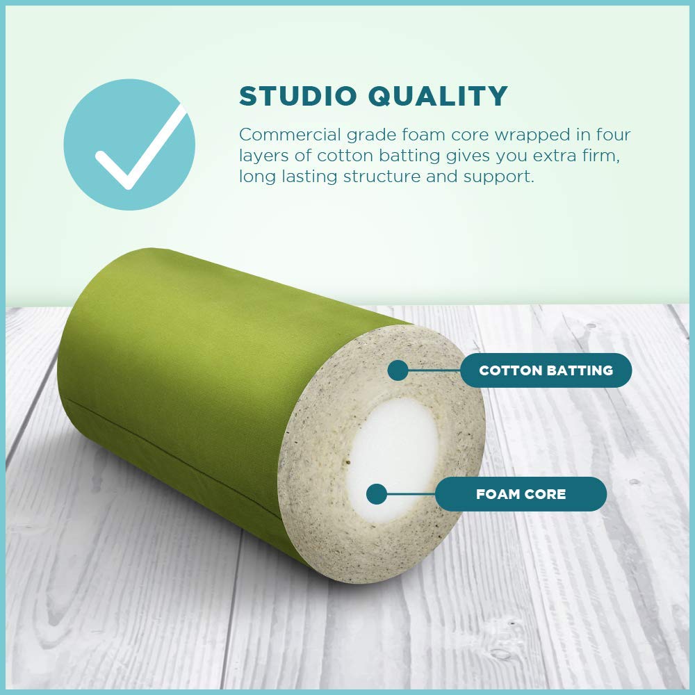 Bean Products Yoga Bolster - Handcrafted in The USA with Eco Friendly Materials - Studio Grade Support Cushion That Elevates Your Practice & Lasts Longer - Round, Cotton Orchid