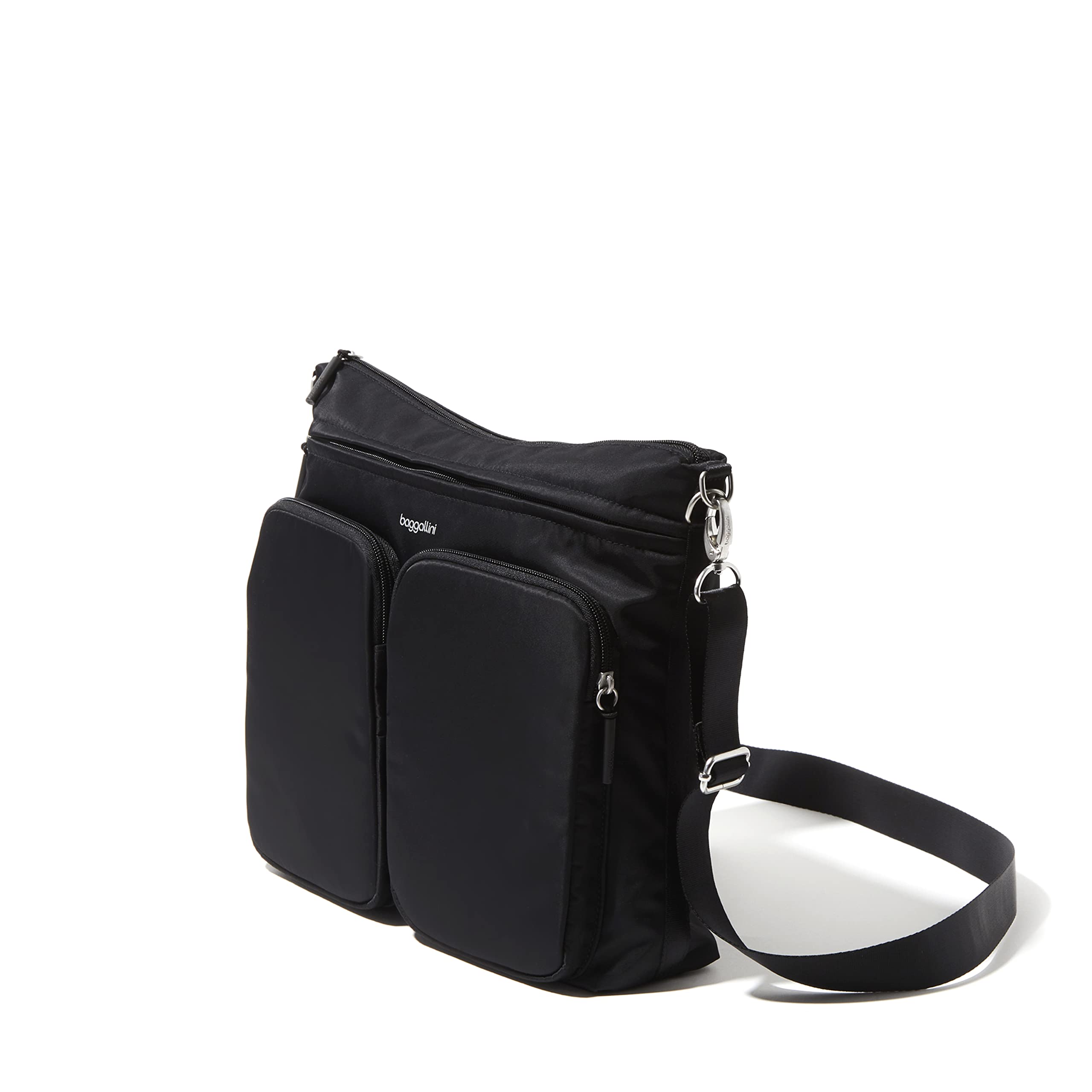 Baggallini Womens Voyage Slim Hobo, Black, One Size US