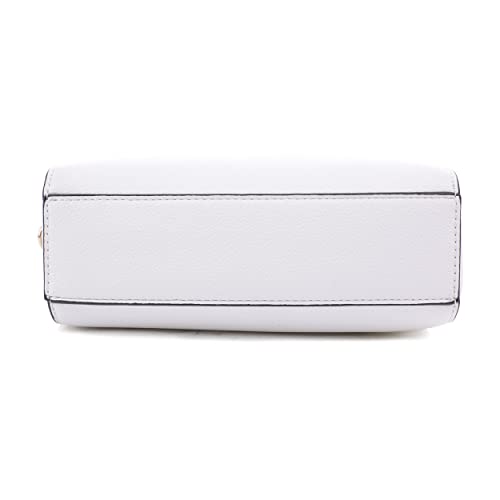 EVVE Crossbody Bags for Women Trendy Triple Zip Small Crossbody Camera Bag Purse with Wide Guitar Strap | White