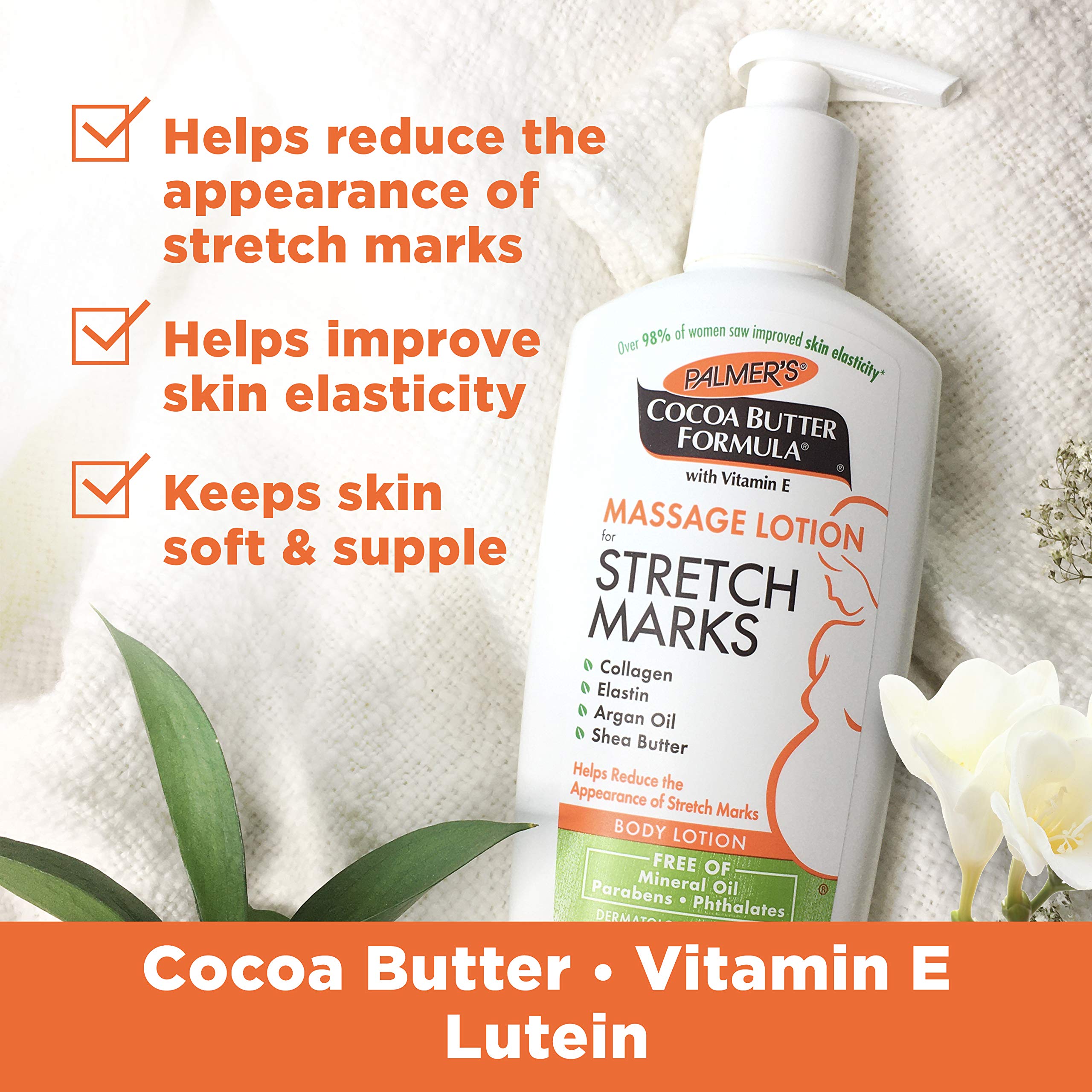 Palmer's Cocoa Butter Formula Massage Lotion For Stretch Marks with Vitamin E and Shea Butter Women Body Lotion, 8.5 Ounce (Pack of 2)