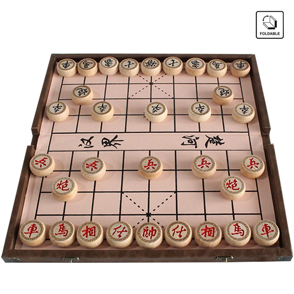 Luoyer 15 inch Chinese Chess Set with PU Leather Foldable Board Xiangqi Portable Chinese Chess Game Set Strategy Xiang Qi Board Games for 2 Players for Teens Adults Family