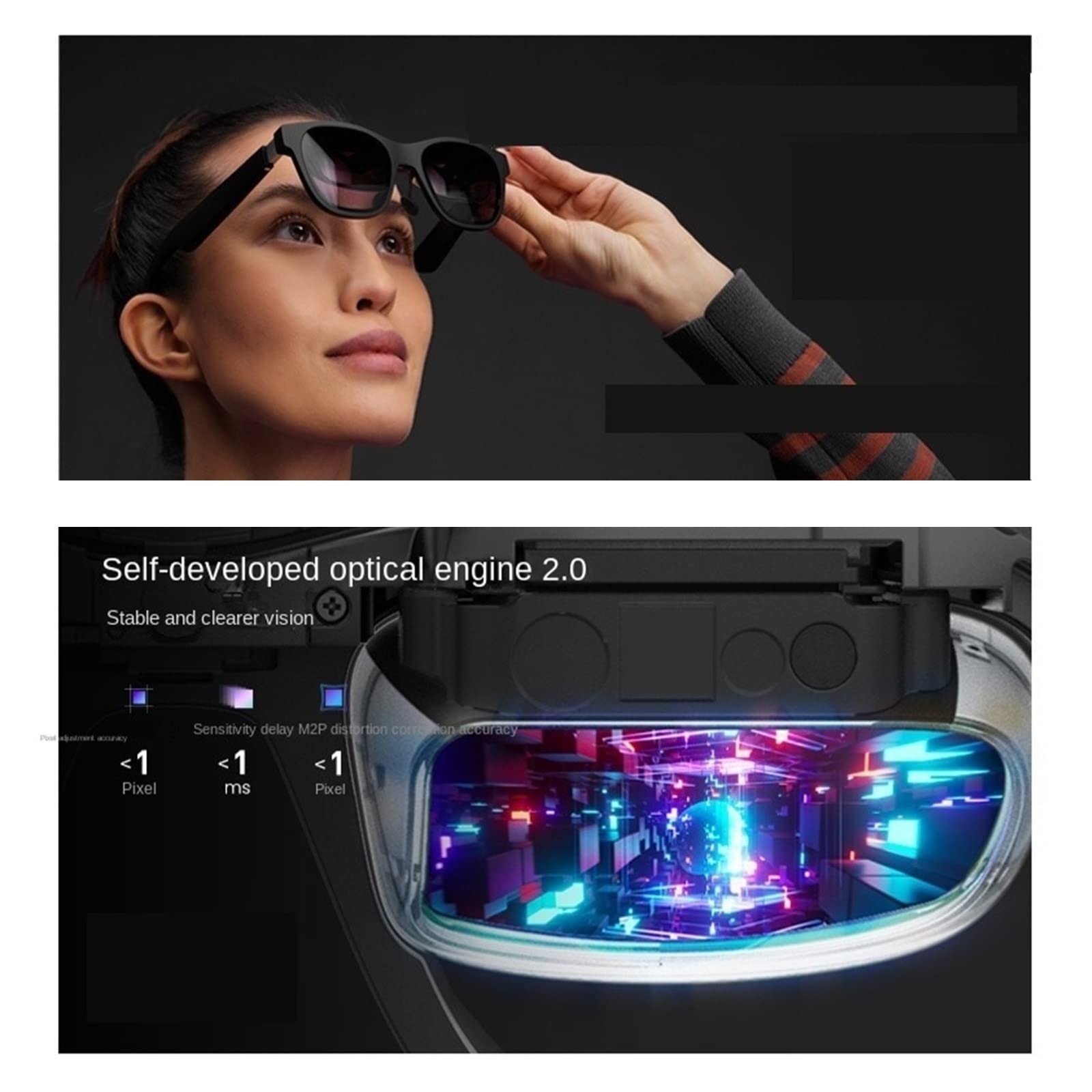 BKGDO Smart AR Glasses Portable HD Private Giant Screen Viewing Mobile Computer Screen Projection Game Original Glasses (Bundle : Black), OneColor