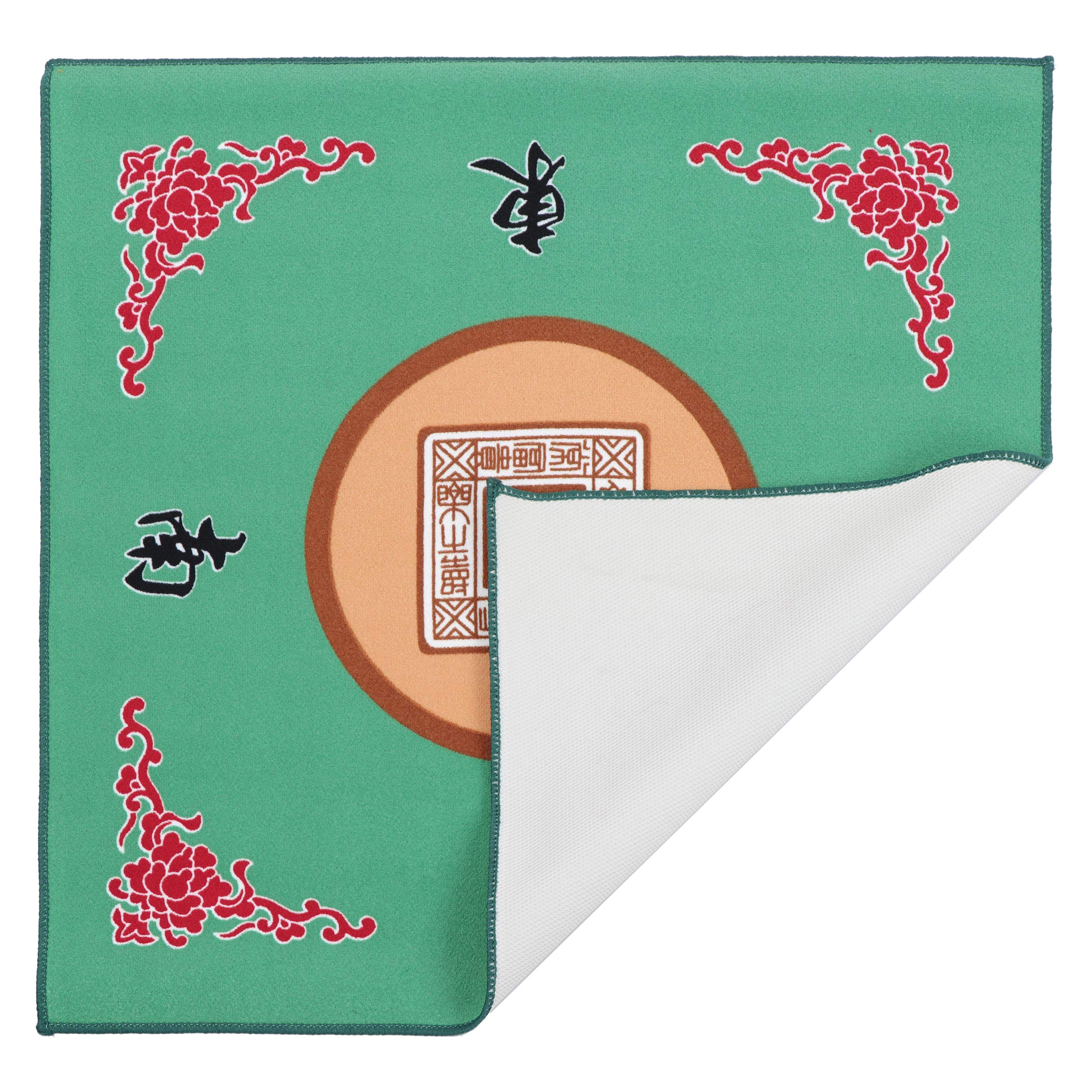 Jigitz Green Game Mat with Case - Classic Chinese Mahjong Table Mat - 30.8 x 30.8in Felt Table Cover Mahjong Mat