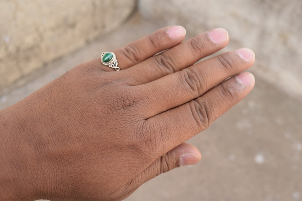 Malachite Stone Ring 925 Sterling Silver Statement Ring For Women Handmade Rings Gemstone Christmas Promise Ring Size US 7 Gift For Her