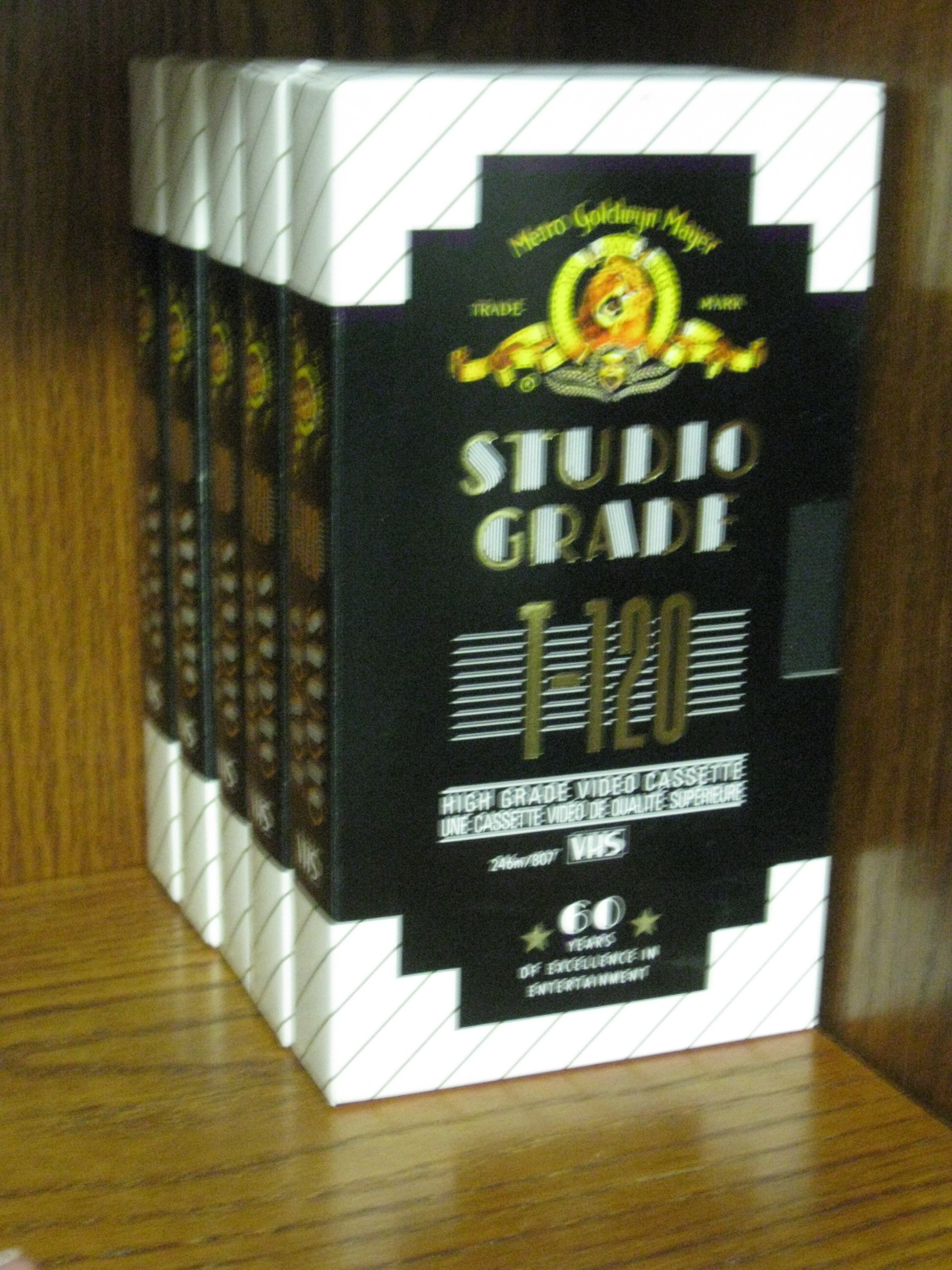 Set of Five High Grade Video Cassettes (VHS) MGM Studio Grade T-120