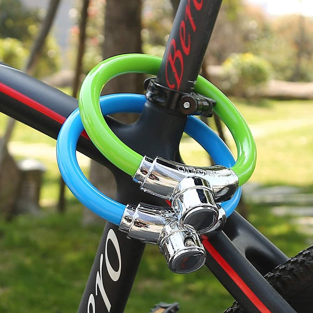Bicycle Lock, Anti-Theft Steel Cable Lock, Portable Mini Ring Lock Mountain Road Bike Riding Equipment Accessories(Color:Black)