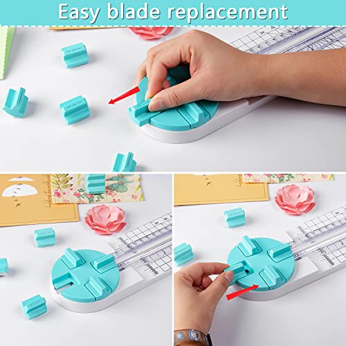 Ecraft Paper Trimmer Replacement Blades Use for 4 Style Multi-Function Scrapbooking Tool with Dial Blades of Wave Paper Cutter Blade Refills Mint Green (4 Pack)