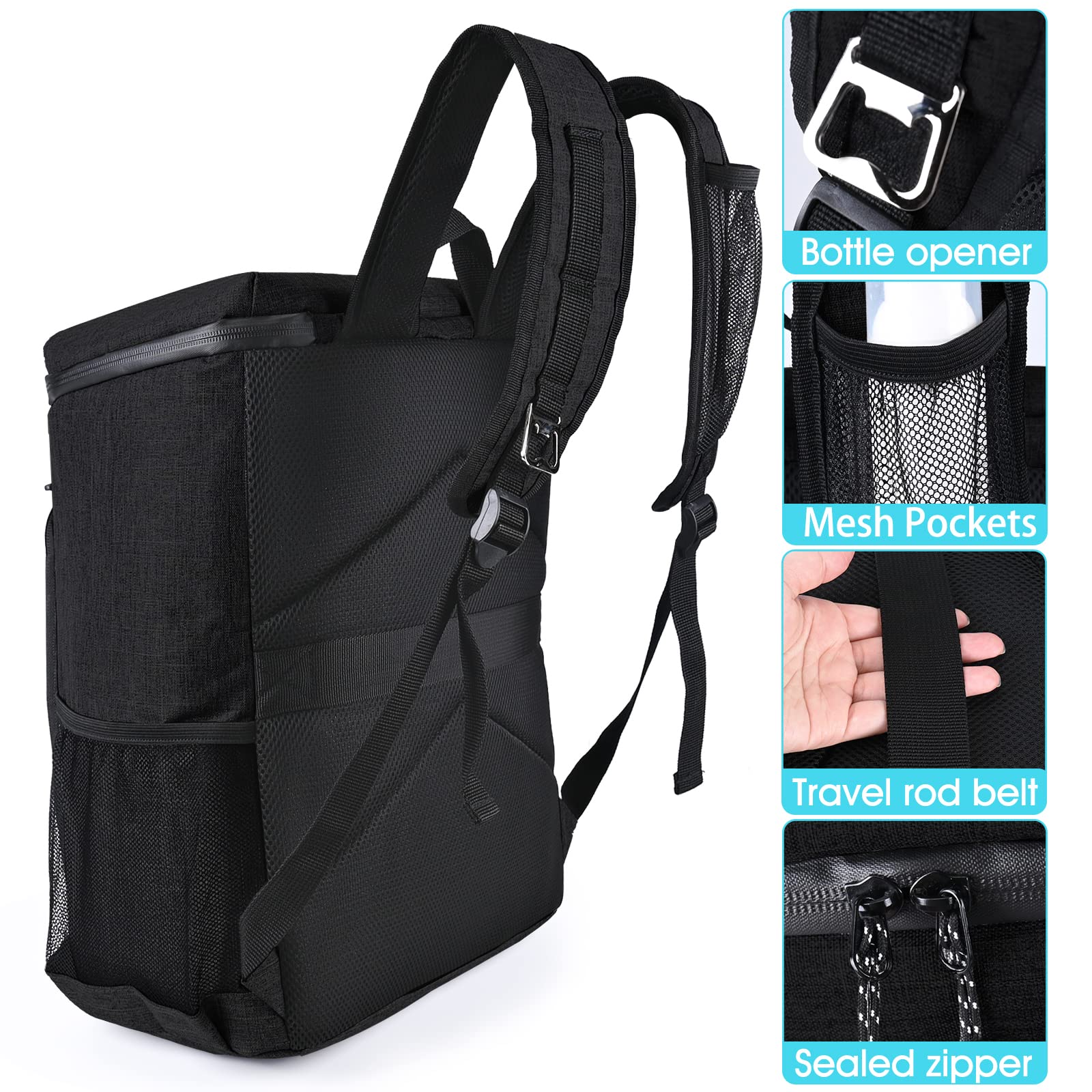 BAGLHER Cooler Backpack, Leakproof 30 Cans Insulated Soft Cooler Bag, Lightweight Lunch Box Backpack for Camping, Hiking, Picnics