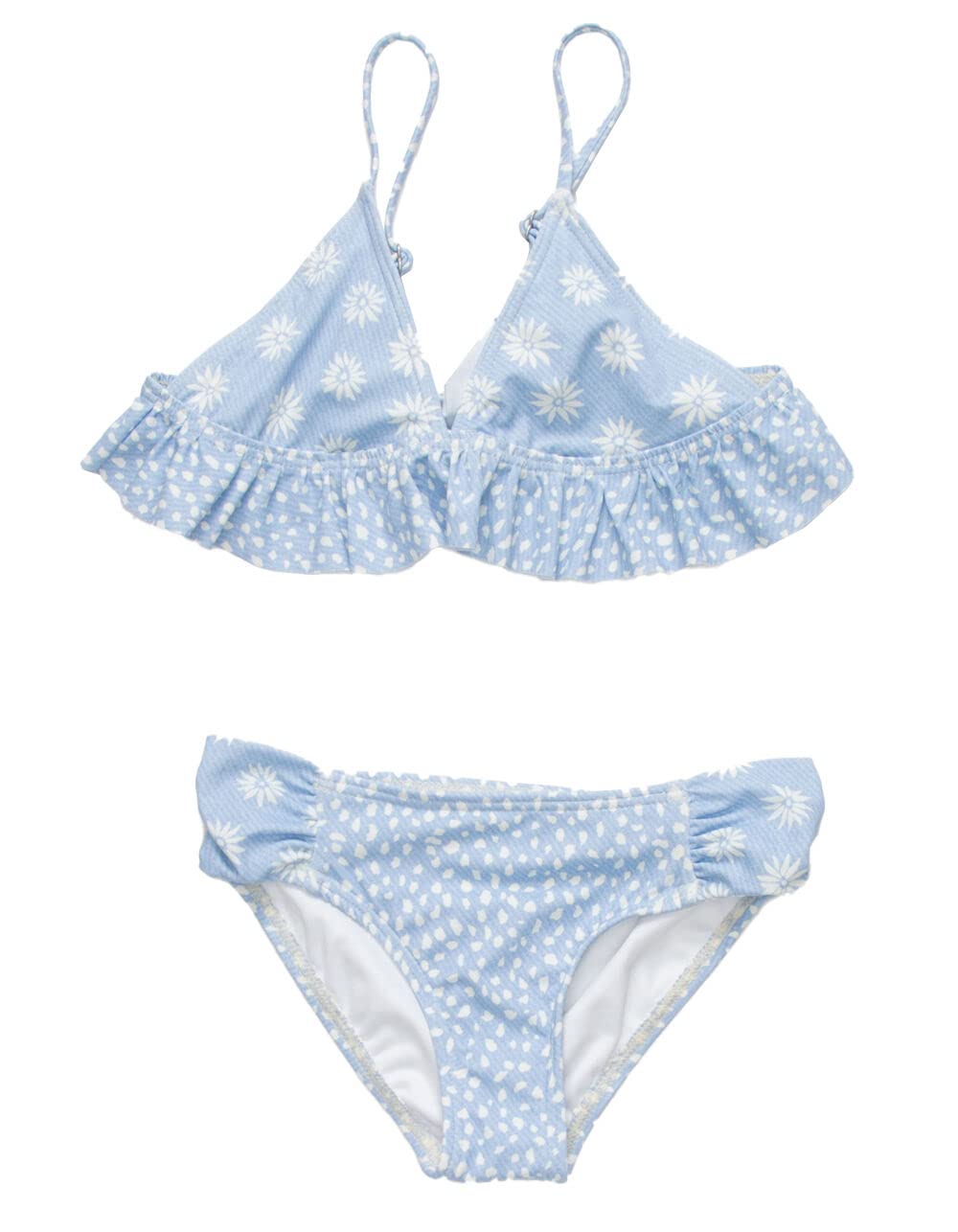 Billabong Girls' Where to Ruffle Tri Two-Piece Swim Set (Little Big Kids), Sweet Blue, 7