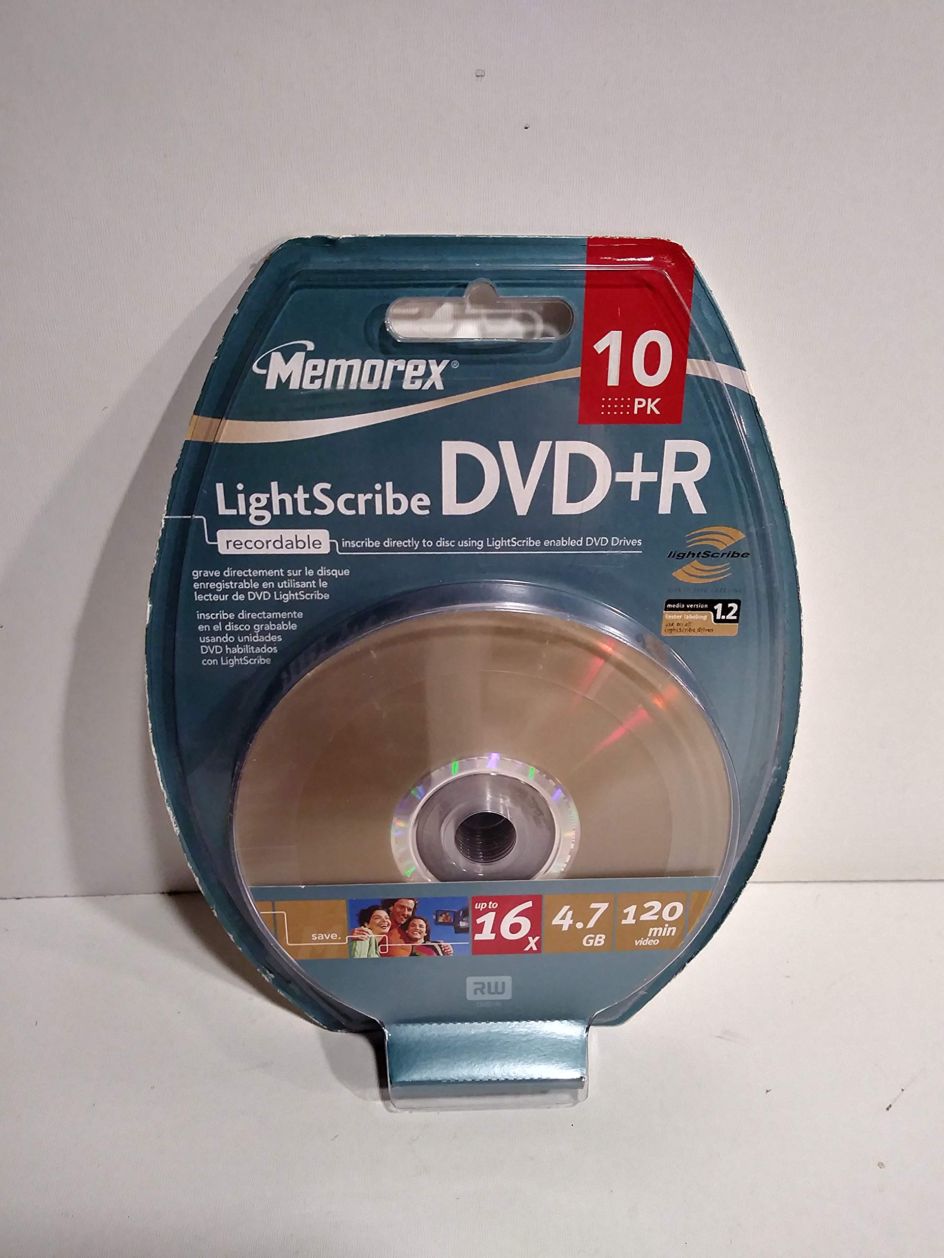 MEMOREX 05527 Disc, DVD+R, 4.7GB, 16X, LightScribe, 10/PK Blister10/PK Blister 10/PK