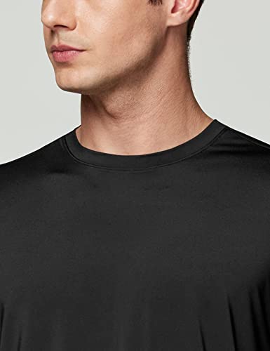ATHLIO Men's Workout Running Shirts, Sun Protection Quick Dry Athletic Shirts, Short Sleeve Gym T-Shirts, 3pack Reflective Black/Black/Black, Small