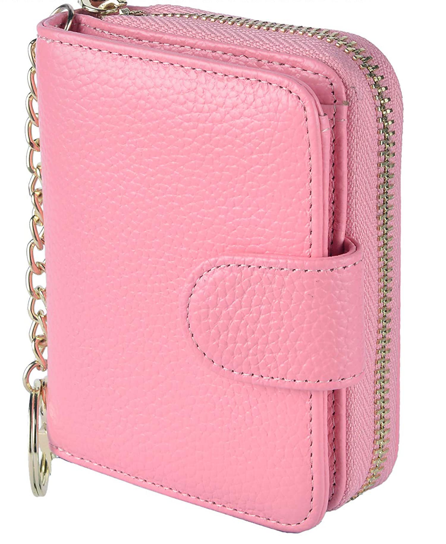 Beurlike Women's RFID Credit Card Holder Organizer Case Leather Security Wallet (Upgrade a (10 Accordion/Key Ring) - Pink)