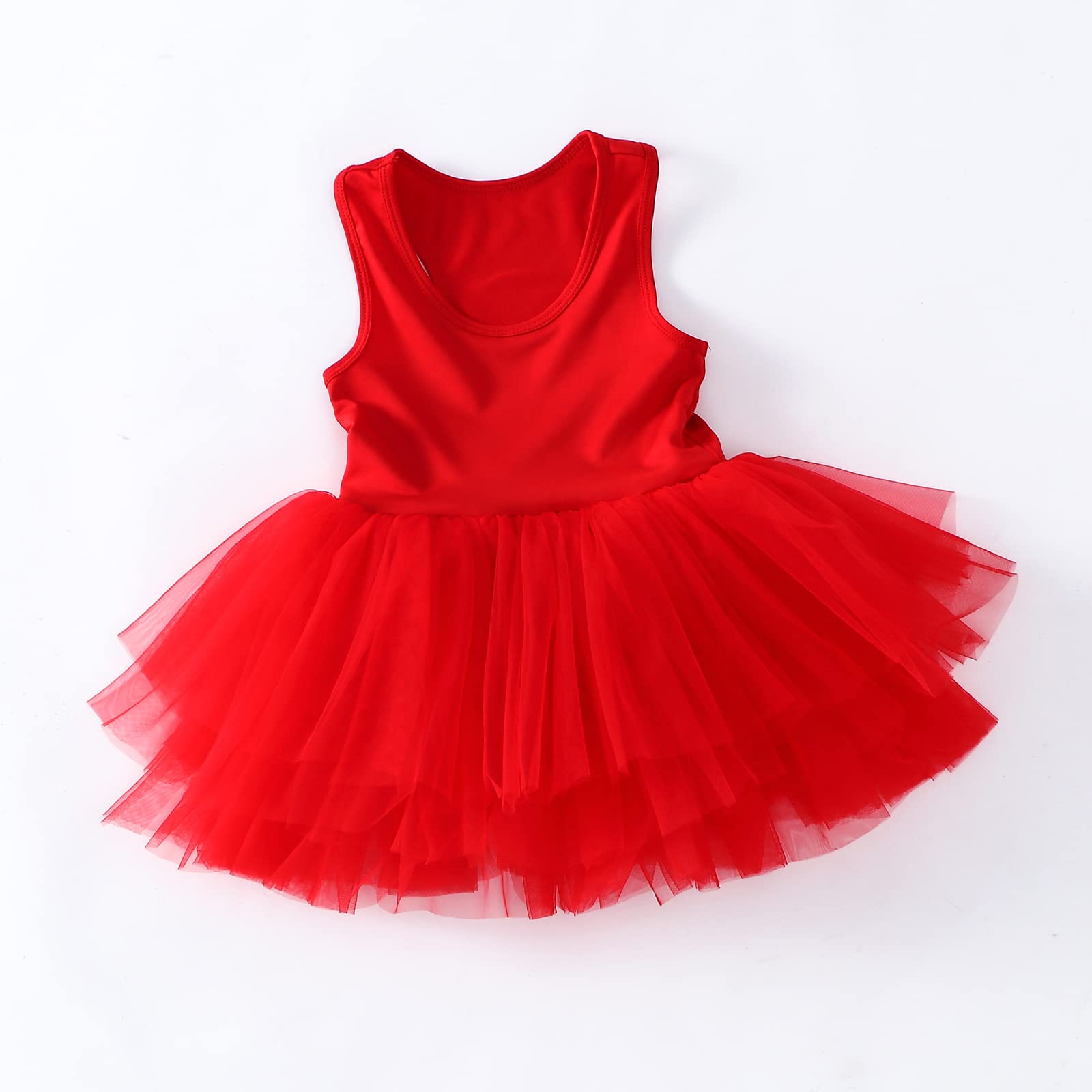 Baby Girls Ballet Tutu Dresses Tank Soft Tulle Skirted Leotard for Dance Red 12-24 Months