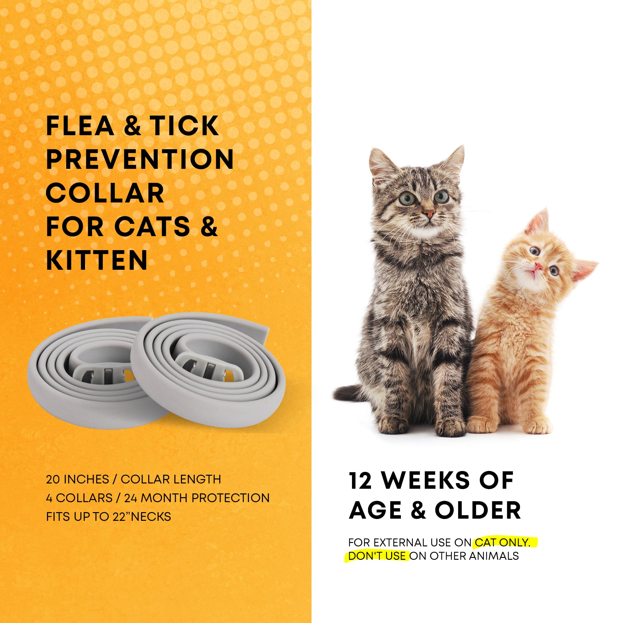 Cat Flea Tick Prevention Collar: Nature Flea Collar for Cats Fleas Repellent Collars - Safe Tick Prevention Collars for Cats Ticks Control for Kitten - 4 Pack 24 Month Protection