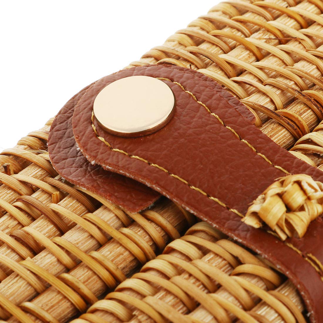 LXXUY Womens Straw Bag Round Rattan Crossbody Bag Handwoven Natural Summer Beach Shoulder Bag (brown) Large