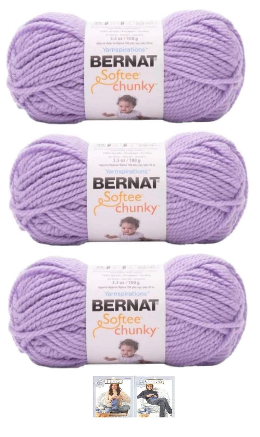 Bernat Softee Chunky Yarn Bundle Super Bulky Number 6, 3 Skeins (Lilac)
