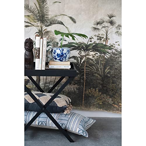 Creative Co-Op Cotton Printed Oversized Lumbar Pillow with Embroidery