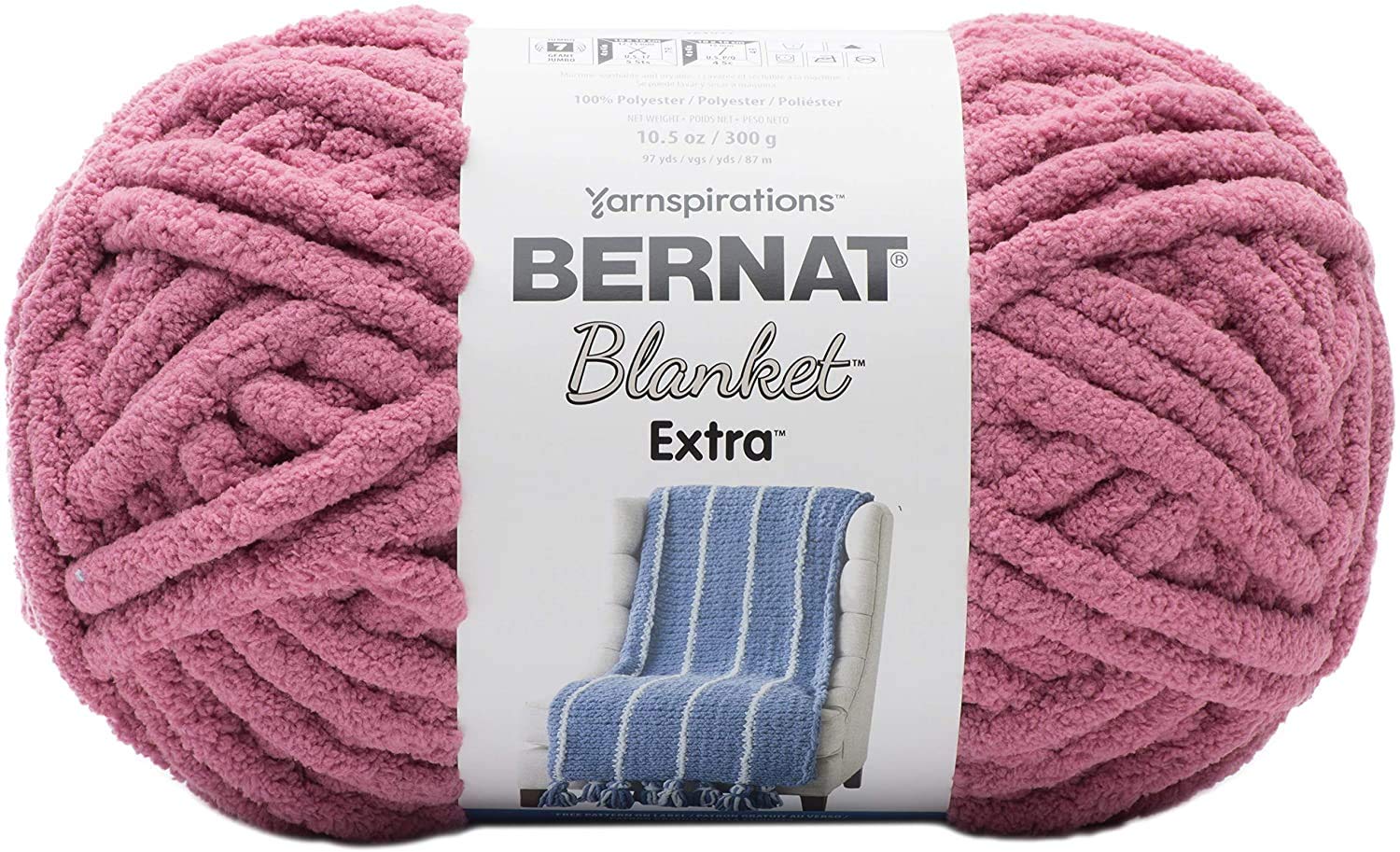 Bernat Yarn Blanket Extra Blanket Yarn, Jumbo Gauge #7, 2-Pack (Burnt Rose)