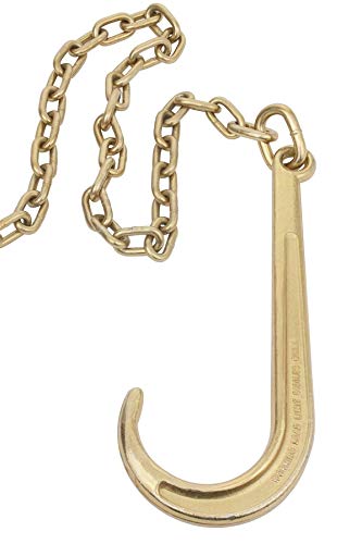 Mytee Products 5/16" x 6' Long Shank J Hook Tow Chain with RTJ Cluster & Grab Hook, 4700 lbs WLL - Heavy Duty Grade 70 Transport Tow Chain J Hook