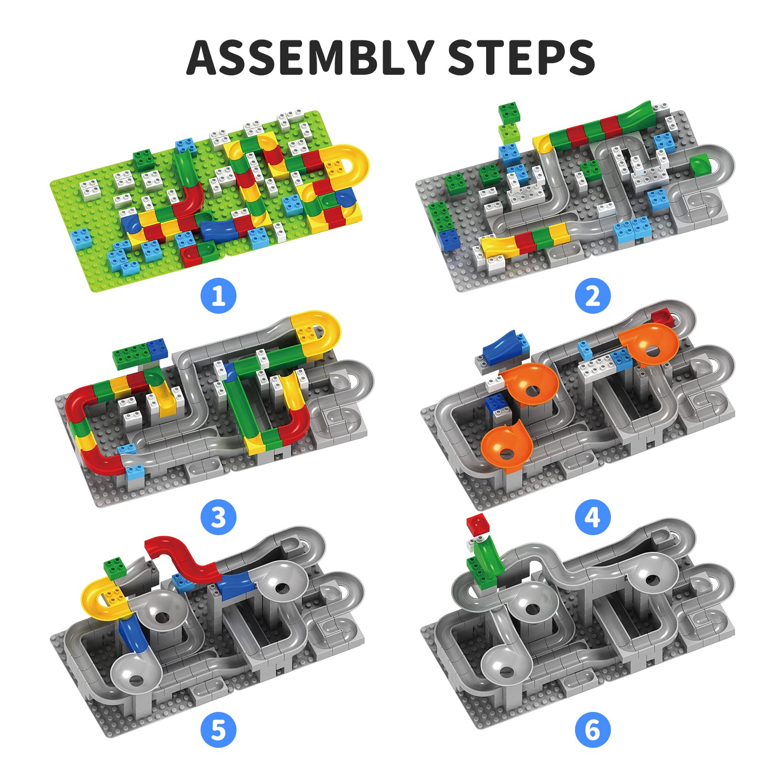 Marble Run,176 Pcs Marble Runs for Kids 4-8, Marble Run Race Track,STEM Learning Toys, Marble Run Building Blocks Classic Marble Track for Boys Girls Toddler Age 3,4,5,6,7,8+