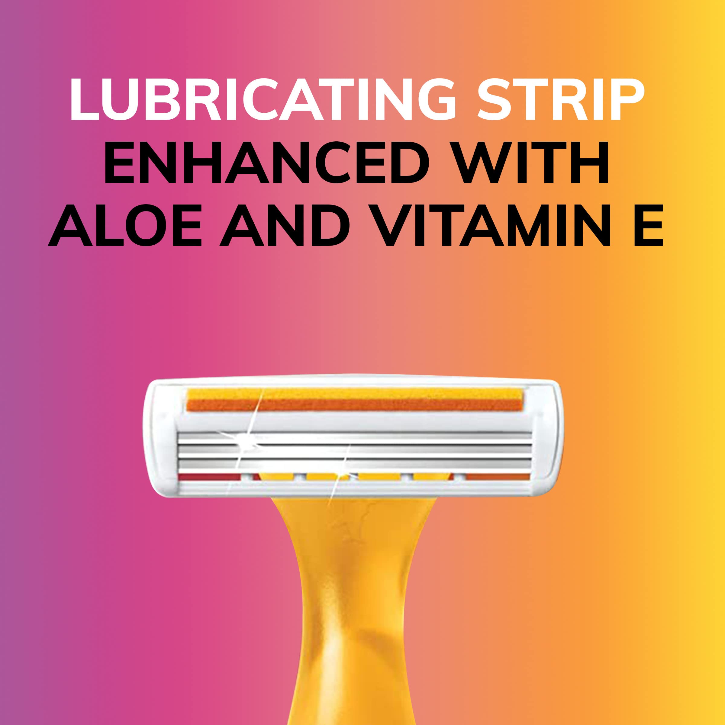 BIC Soleil Smooth Colors Women's Disposable Razors With Aloe Vera and Vitamin E Lubricating Strip for Enhanced Glide, With 3 Blades, 10 Count