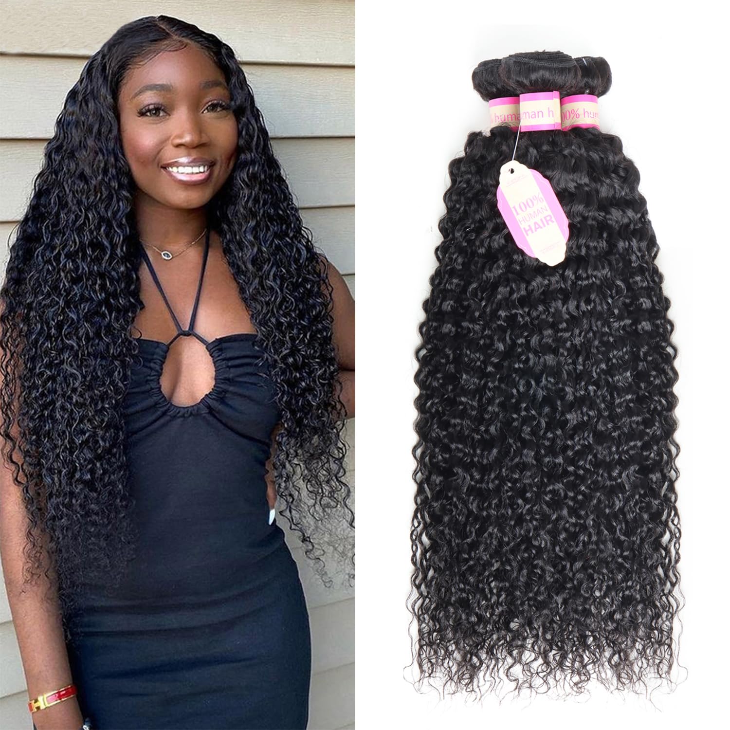 Brazilian Curly Wave Human Hair 3 Bundles 12A Grade Virgin Hair Weave Bundles Jerry Curly Unprocessed Hair Extensions Natural Black 10 12 14 inch 100g/pc