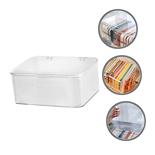 Beavorty Transparent Storage Box Clear Organizer Box Clear Storage Box with Lid Plastic Container with Lid Flip Top Box Plastic Home Office Container Pantry Fridge Organizer Box Household