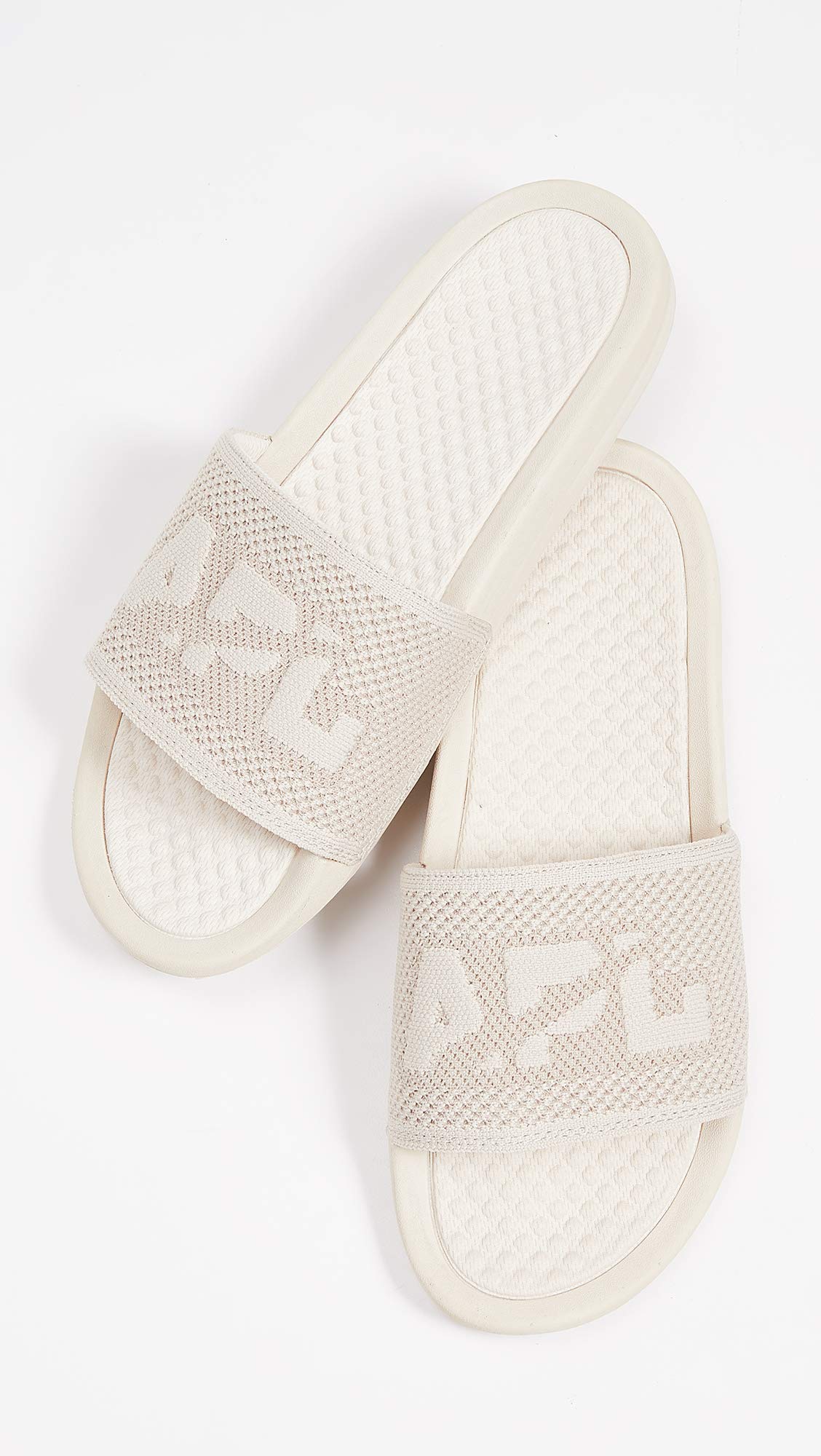 Athletic Propulsion Labs (APL) Men's Big Logo Techloom Slide Flat Sandal, Parchment, 9