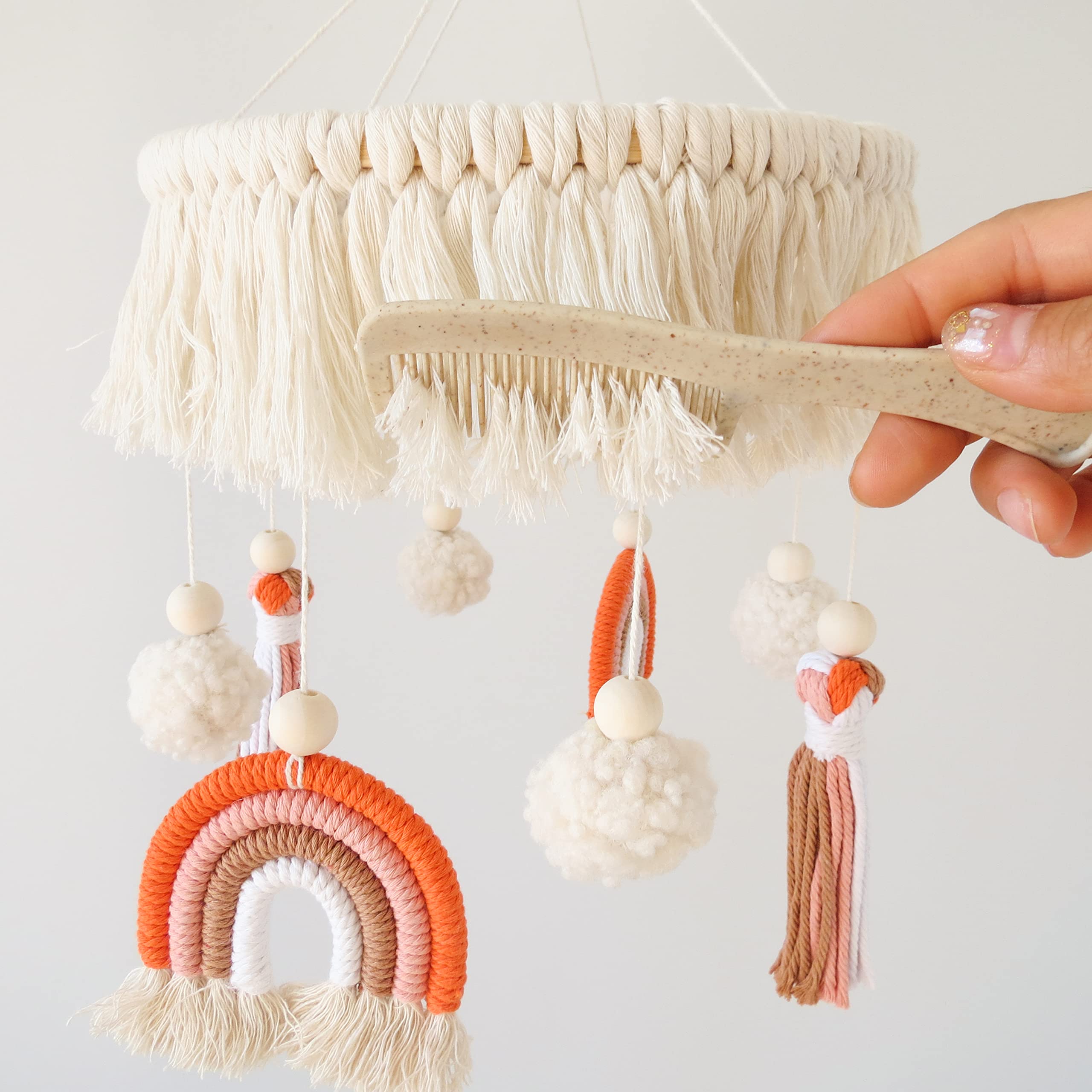 Boho Tassel Macrame Rainbow Mobile Baby Crib Mobile for Girls Baby Mobile for Crib Girl Bassinet Mobile Nursery Décor