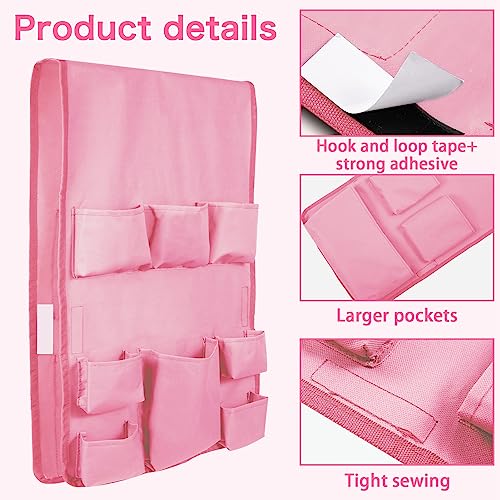 Extended Mini Fridge Caddy Organizer- 55" x 16.5" Dorm and Office Over the Fridge Caddy Organizer with 11Pockets for Flatware Drink Paper Goods- Over the Fridge Storage Organizer for Dorm Office, Pink